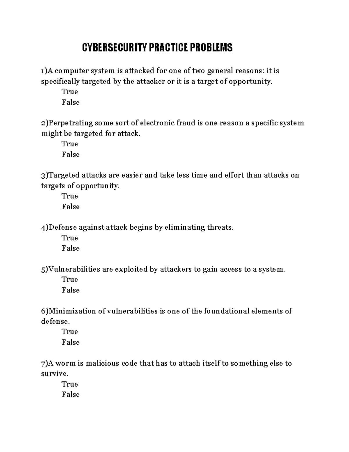 Cybersecuirty 4 - This will help you study for future quizzes/tests ...