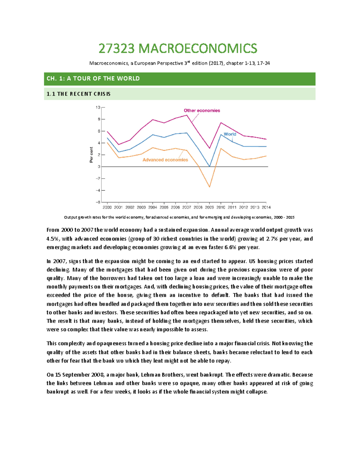 27323 Macroeconomic Chapter 1 - 27323 MACROECONOMICS Macroeconomics, a ...