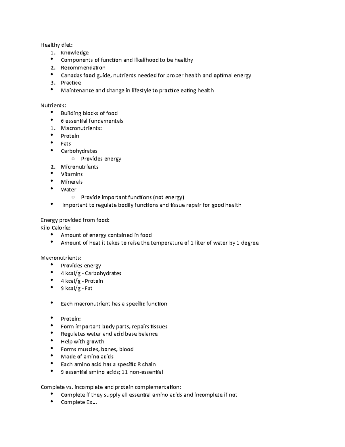 Personal determinants 1001a key points nutrition - Healthy diet: 1 ...