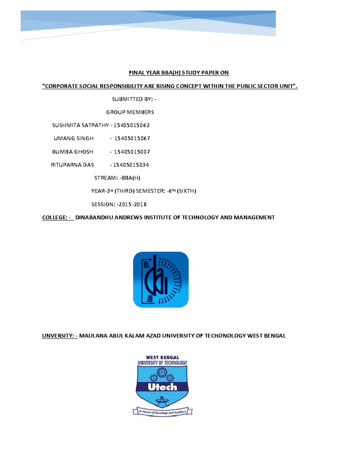 HR- Project-final for BBA final year - FINAL YEAR BBA(H) STUDY PAPER ON ...