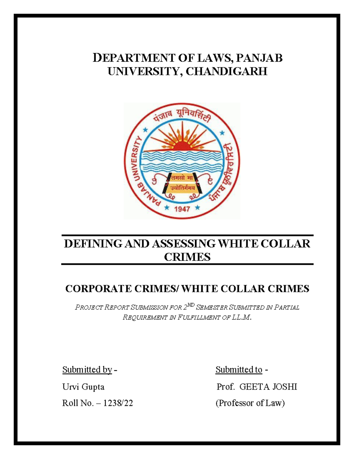 Llm WCC - Hbnnkn - DEPARTMENT OF LAWS, PANJAB UNIVERSITY, CHANDIGARH ...