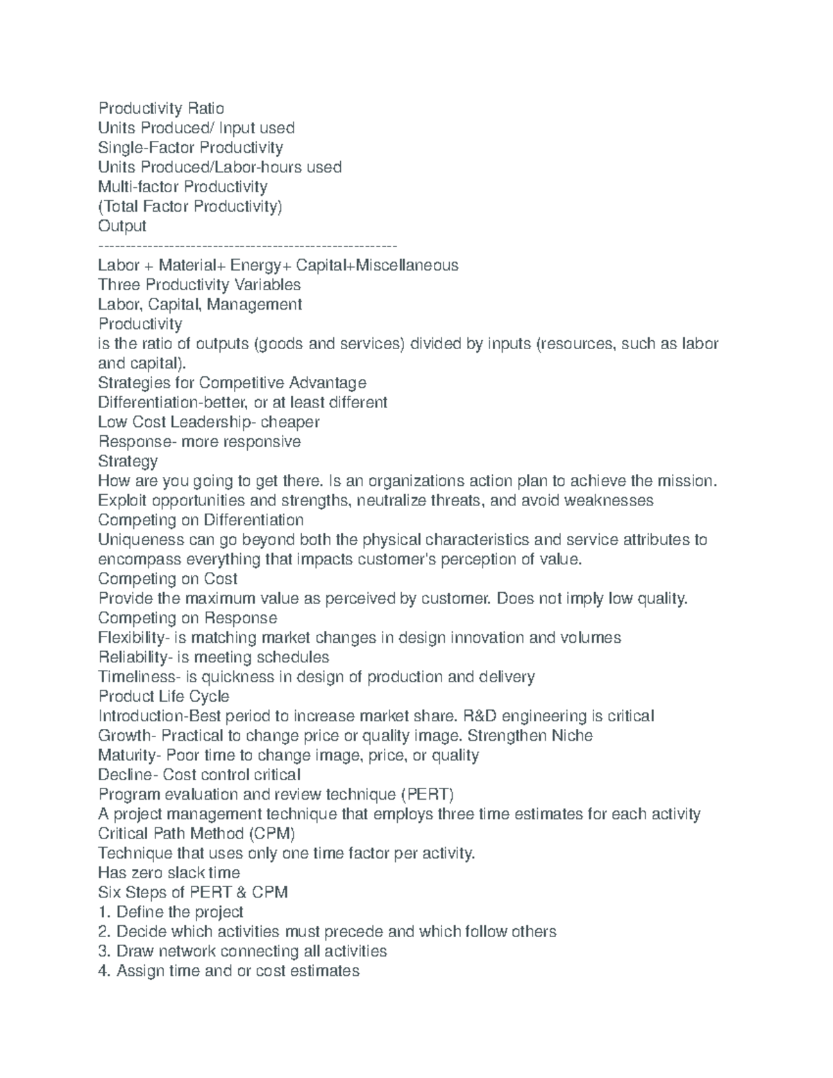 Ibus 10 - Summary IBUS 401 - Productivity Ratio Units Input used ...