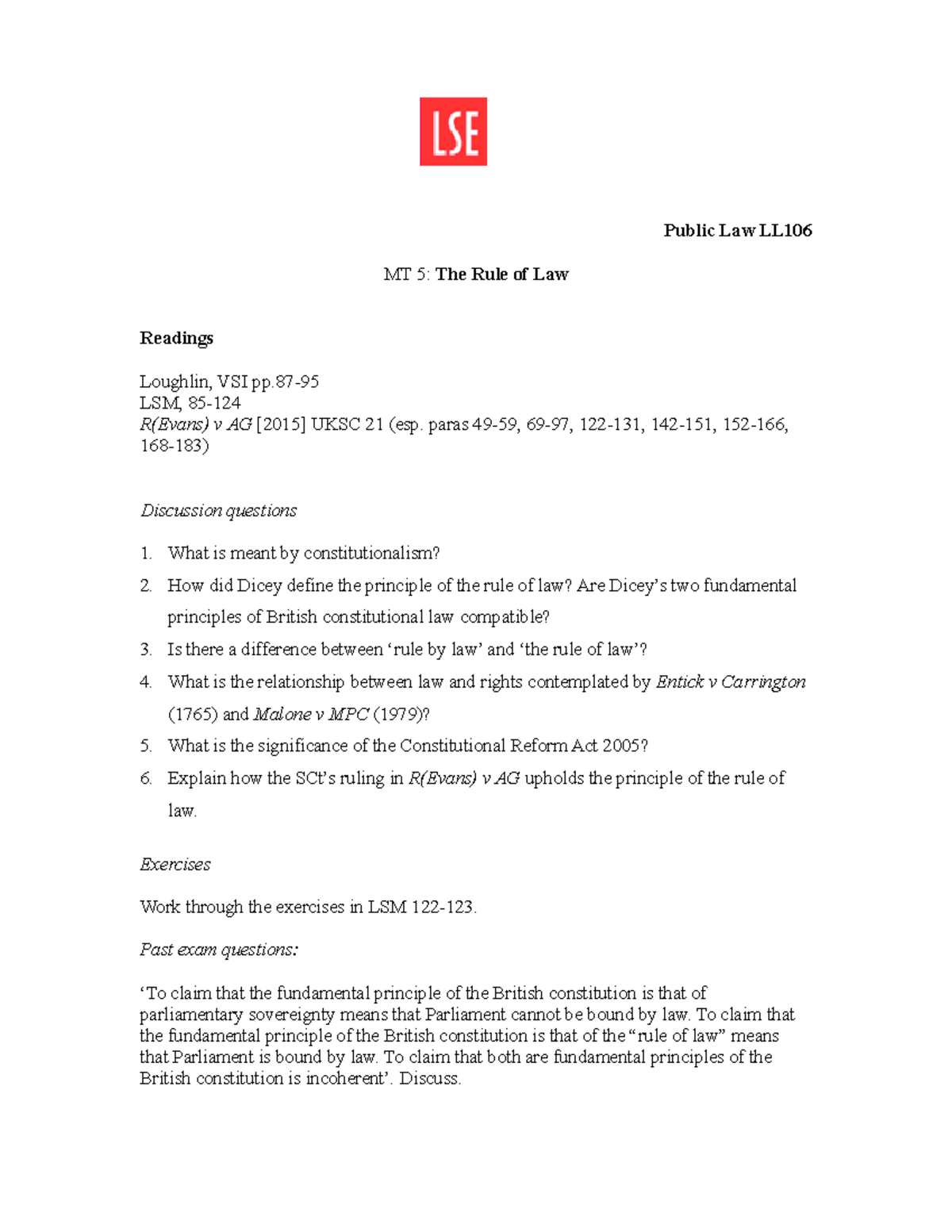 5 - Rule of Law - These are the types of question you will be asked in ...