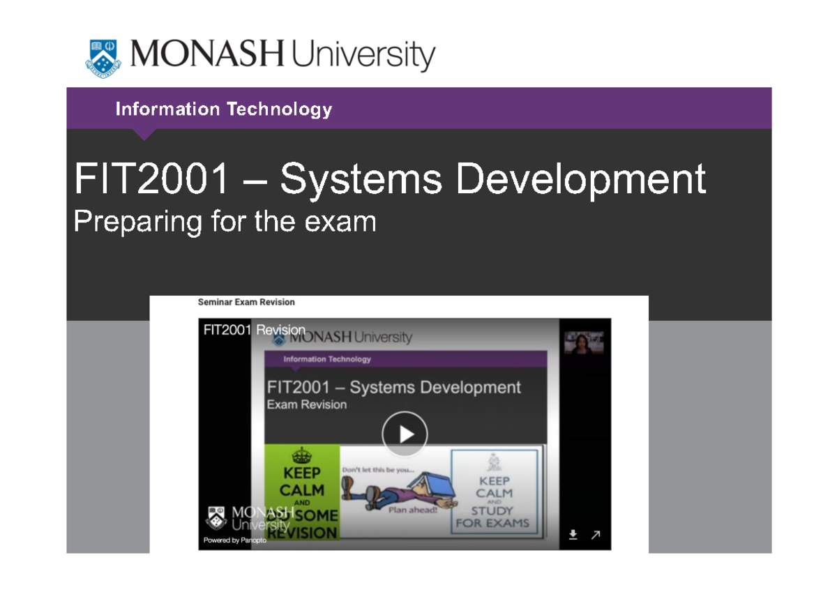 FIT2001 Preparing for the Exam - Information Technology FIT2001 3 ...
