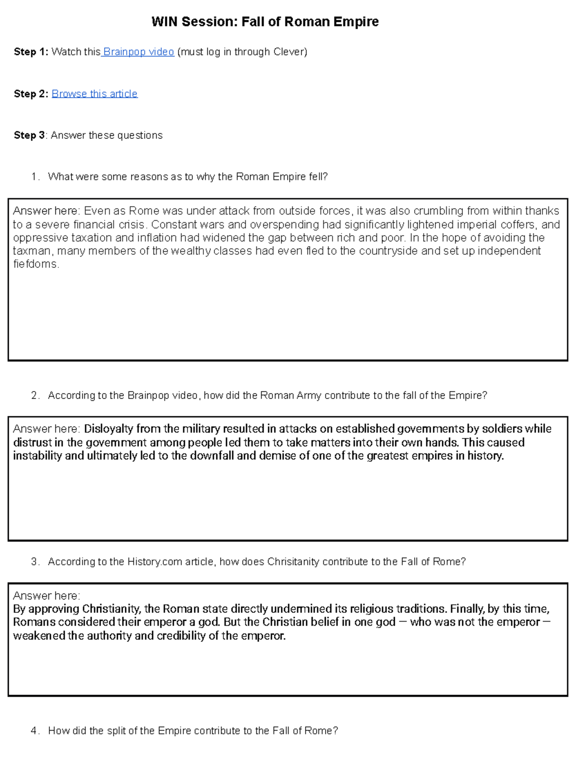 Copy of WIN Session Fall of Roman Empire - WIN Session: Fall of Roman ...