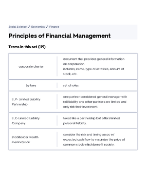 Principles of Financial Management - Exam 1 Flashcards Quizlet ...