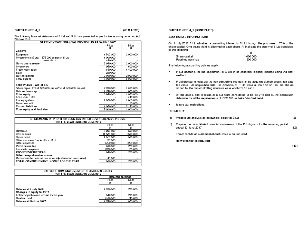 Gs qb print - Group statements extra questions - QUESTION GS 4_1 (4 0 ...