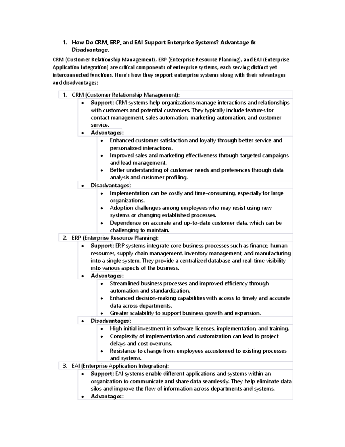 Enterprice mgnt sys - Enterprise management - How Do CRM, ERP, and EAI ...