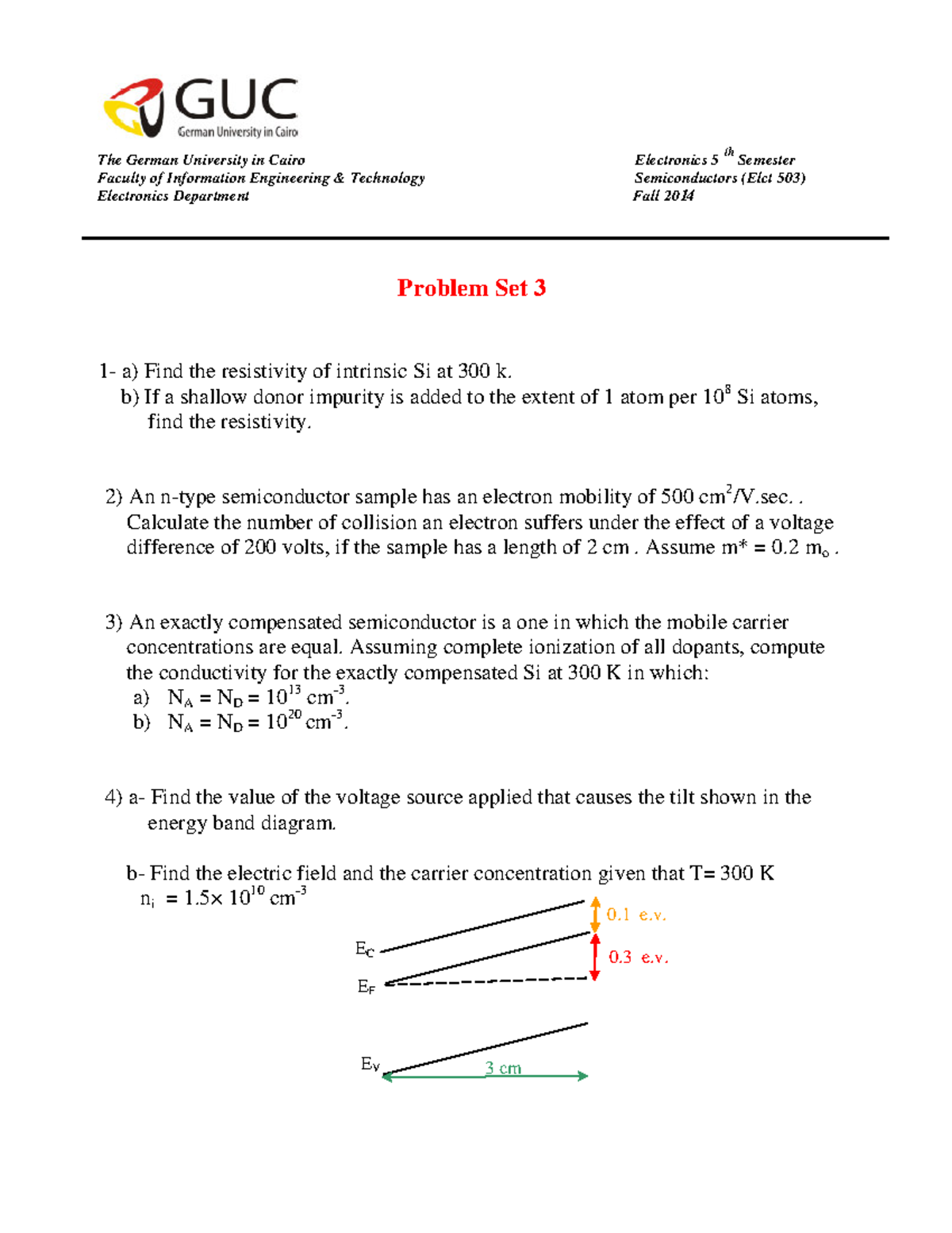 Problem Set 3 - The German University in Cairo Electronics 5 th ...