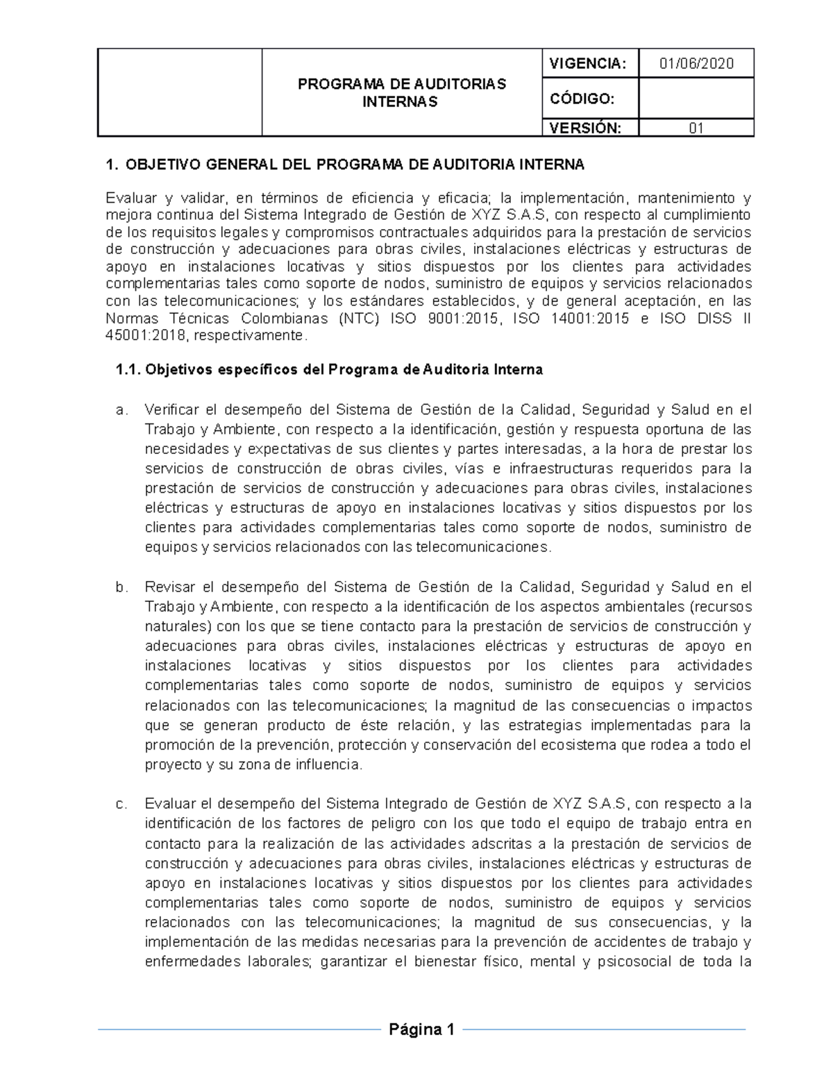 Modelo-Programa de Auditoria Interna - PROGRAMA DE AUDITORIAS INTERNAS ...