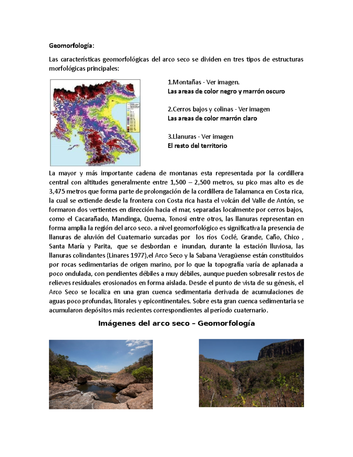 Diagnostico del Arco Seco - Geomorfologia - Geomorfología: Las características geomorfológicas ...