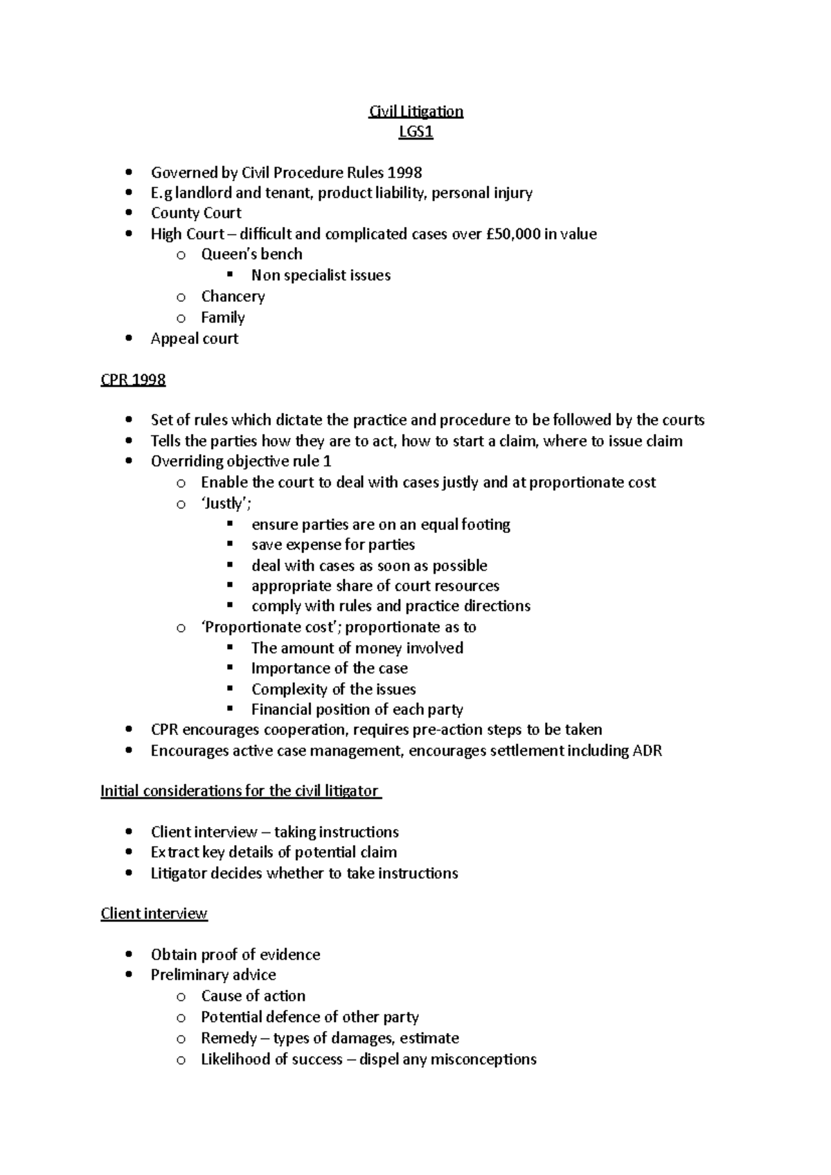 Introduction to Civil Litigation/Dispute Resolution - Civil Litigation ...