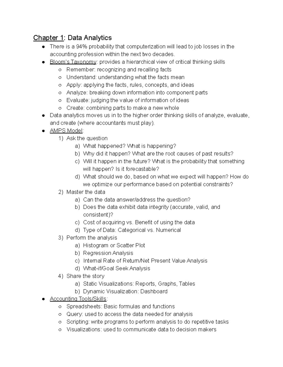 ACC 3202 DA - Data Analysis Notes - Chapter 1: Data Analytics There is ...