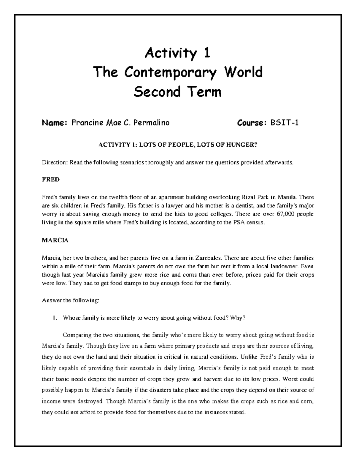Contemporary World Act1 - Activity 1 The Contemporary World Second Term ...