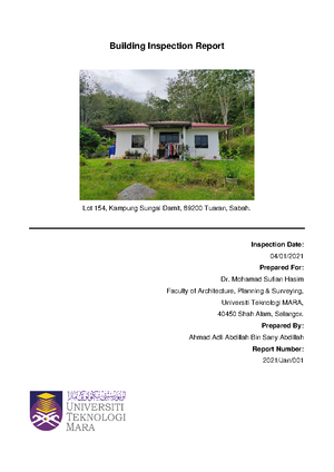 Pathology 2 - Estimated COST - Building Pathology - UiTM - Studocu