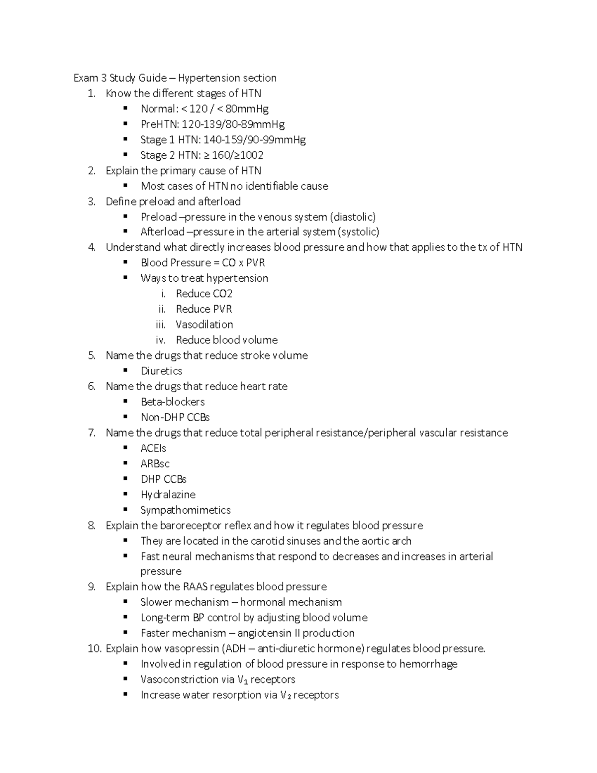 Medications used for Hypertension - Exam 3 Study Guide – Hypertension ...