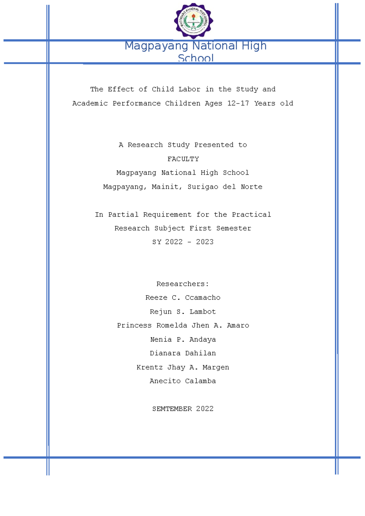 Group-1- Reeze - Research paper about child labor - The Effect of Child ...