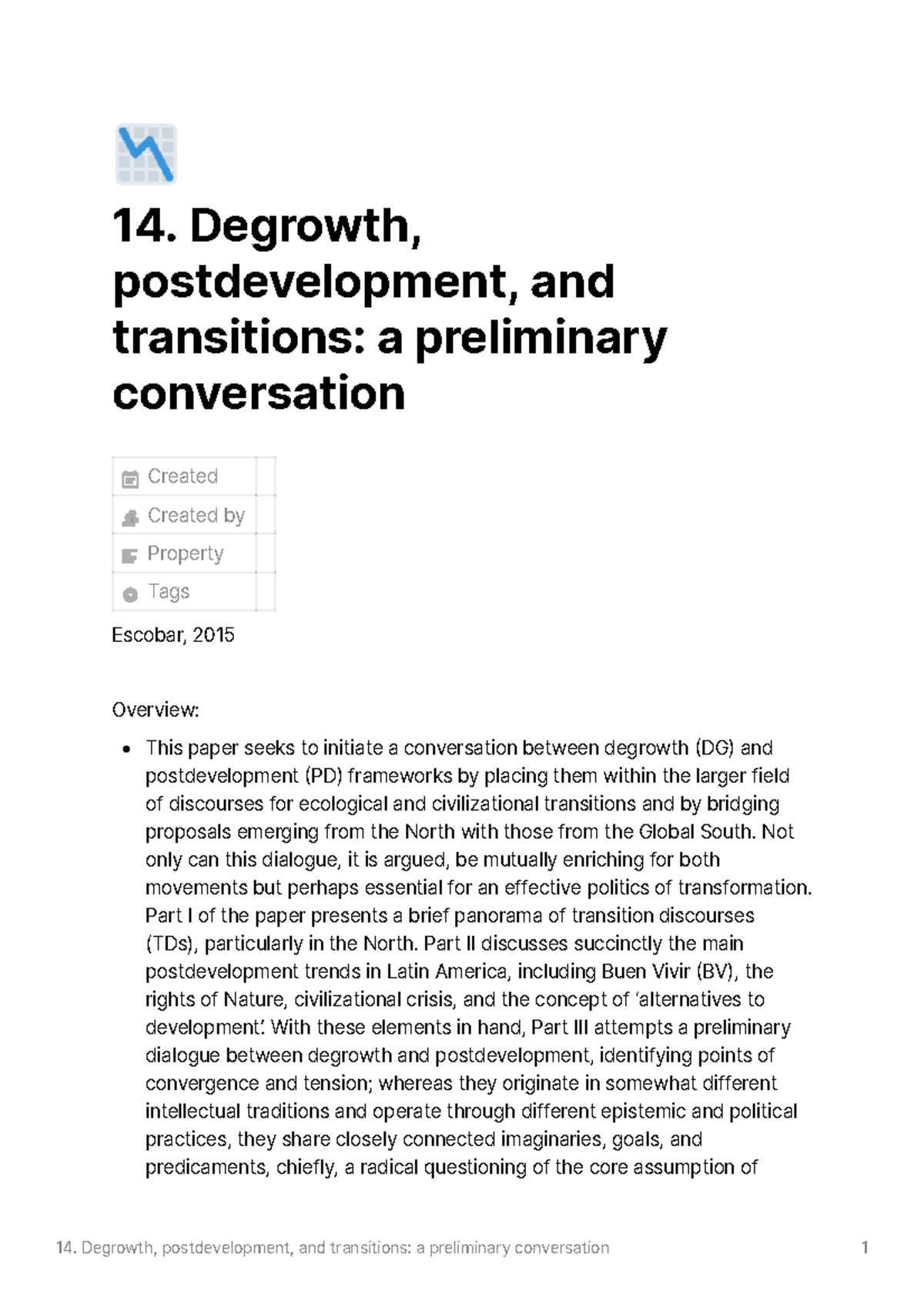 14. Degrowth, postdevelopment, and transitions: a preliminary ...