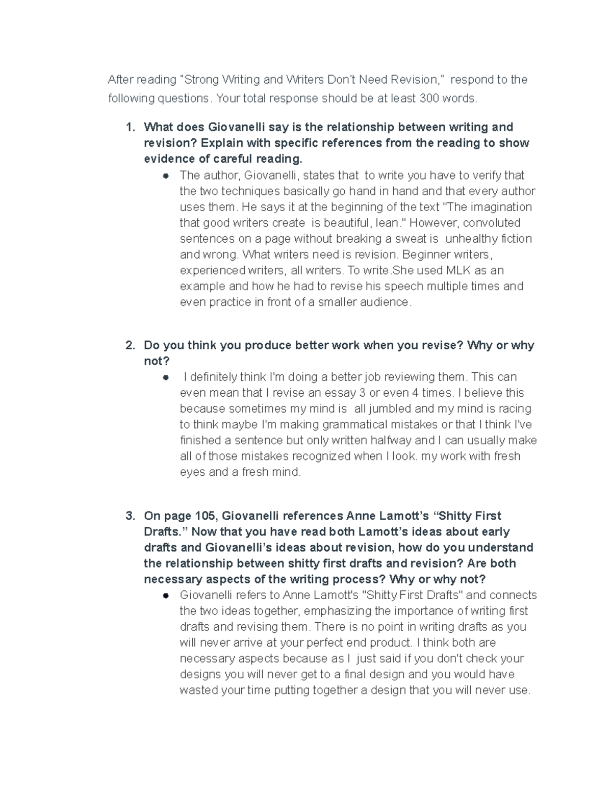 Mod. 2 “Strong Writing and Writers Don’t Need Revision” (Assignment ...