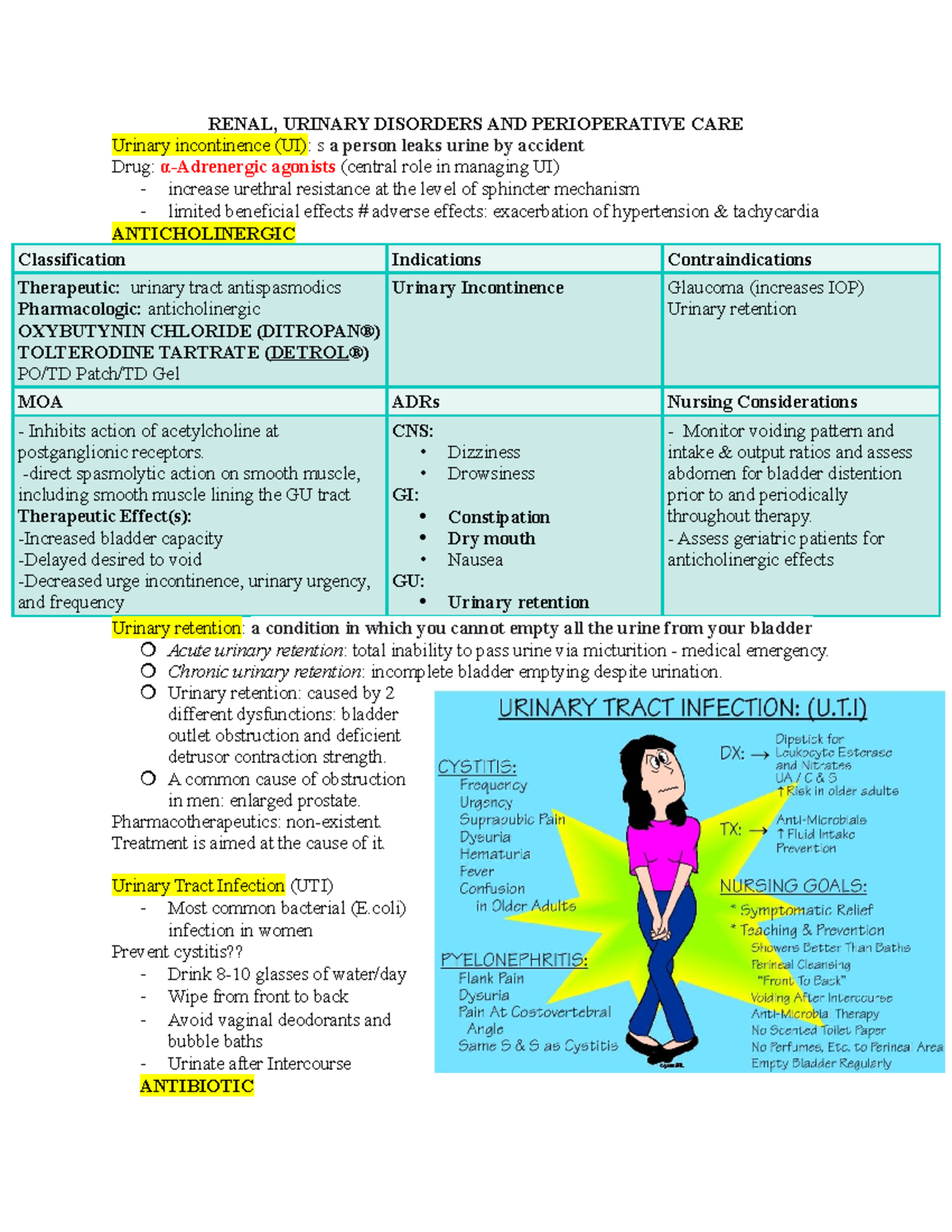 Pharmaquiz 2 - qqqq - RENAL, URINARY DISORDERS AND PERIOPERATIVE CARE ...