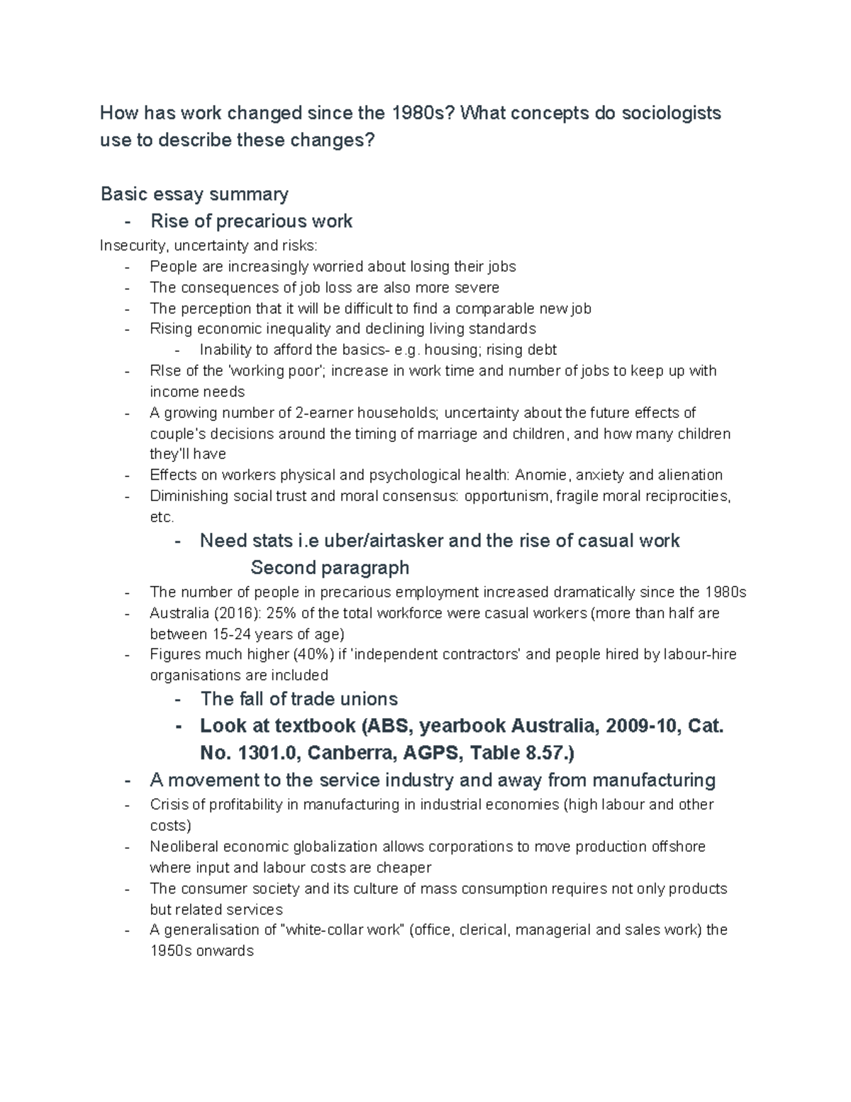 How has work changed since the 1980s - housing; rising debt - RIse of ...