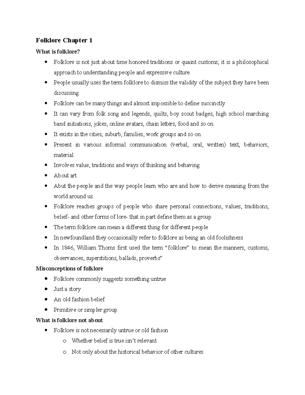 Folklore 1000 Chapter 1 lecture note - Folklore Chapter 1 What is ...