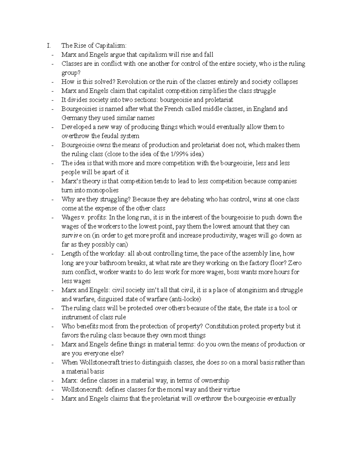 Marx Day Three - Lecture notes for Professor Lee - I. The Rise of ...