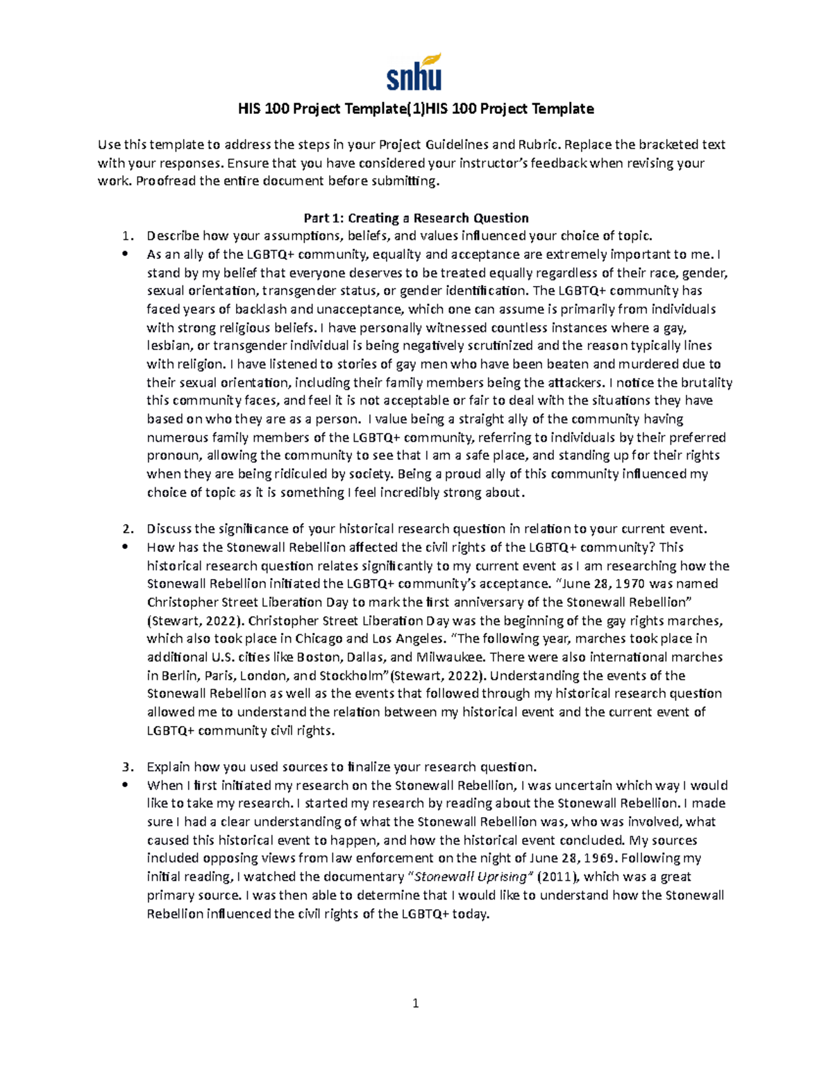 History Project Final - HIS 100 Project Template(1)HIS 100 Project ...