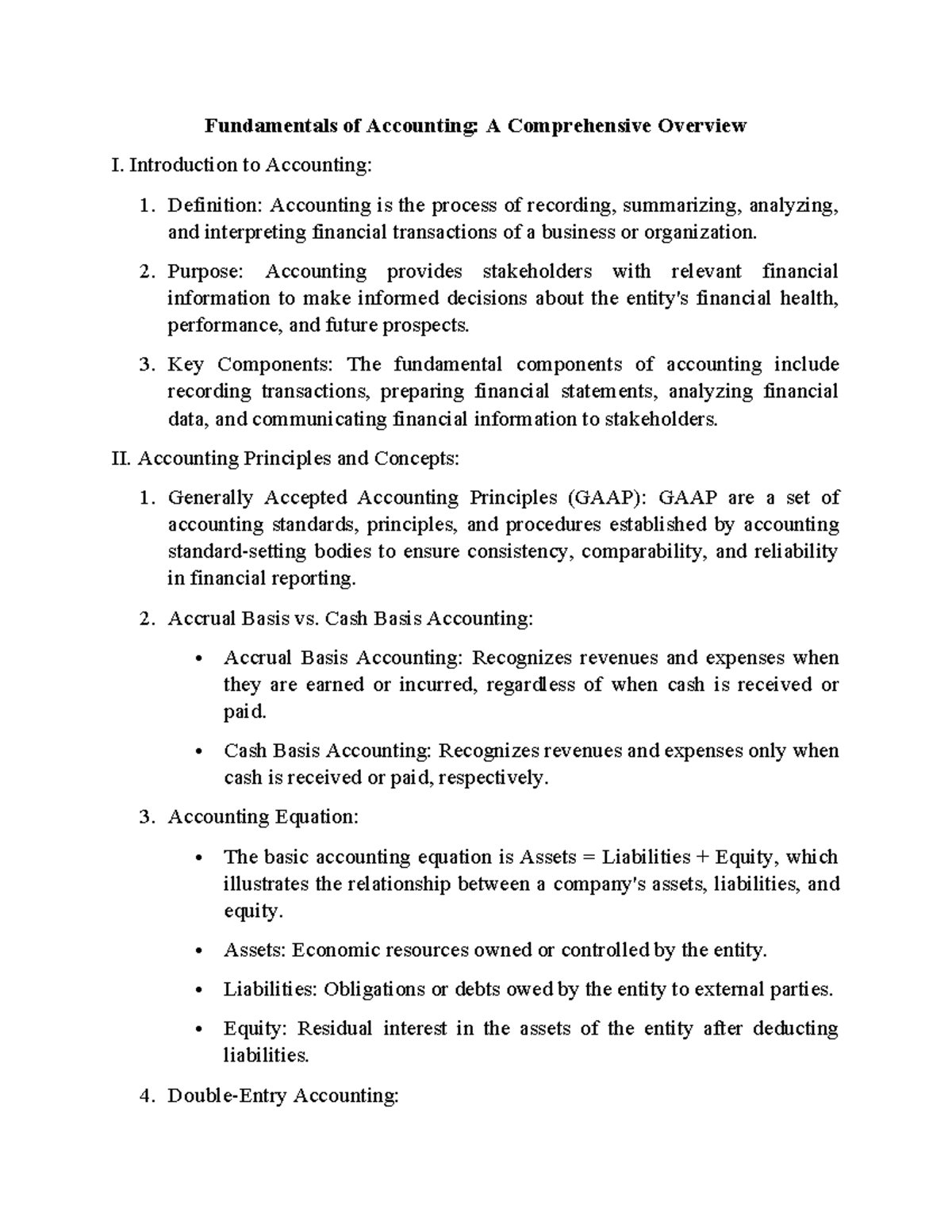 Fundamentals of Accounting - Introduction to Accounting: 1. Definition ...