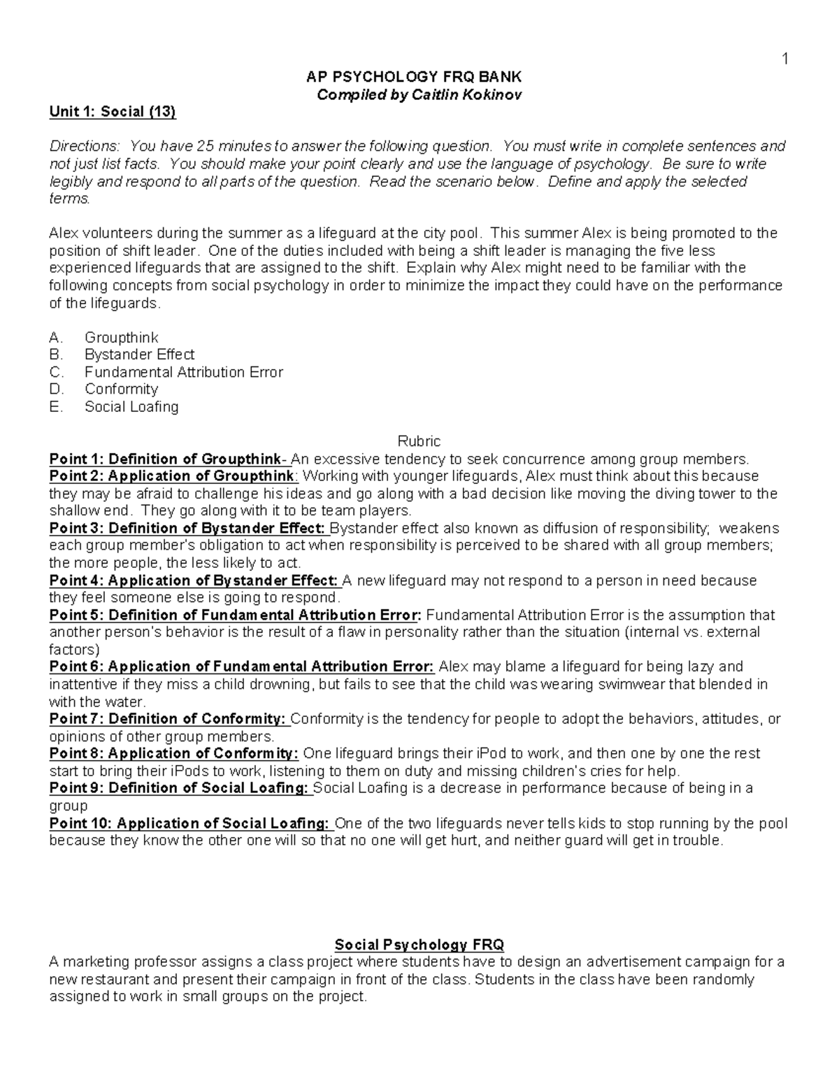 Copy of AP Psychology FRQ BANK FB Group PDF - AP PSYCHOLOGY FRQ BANK ...