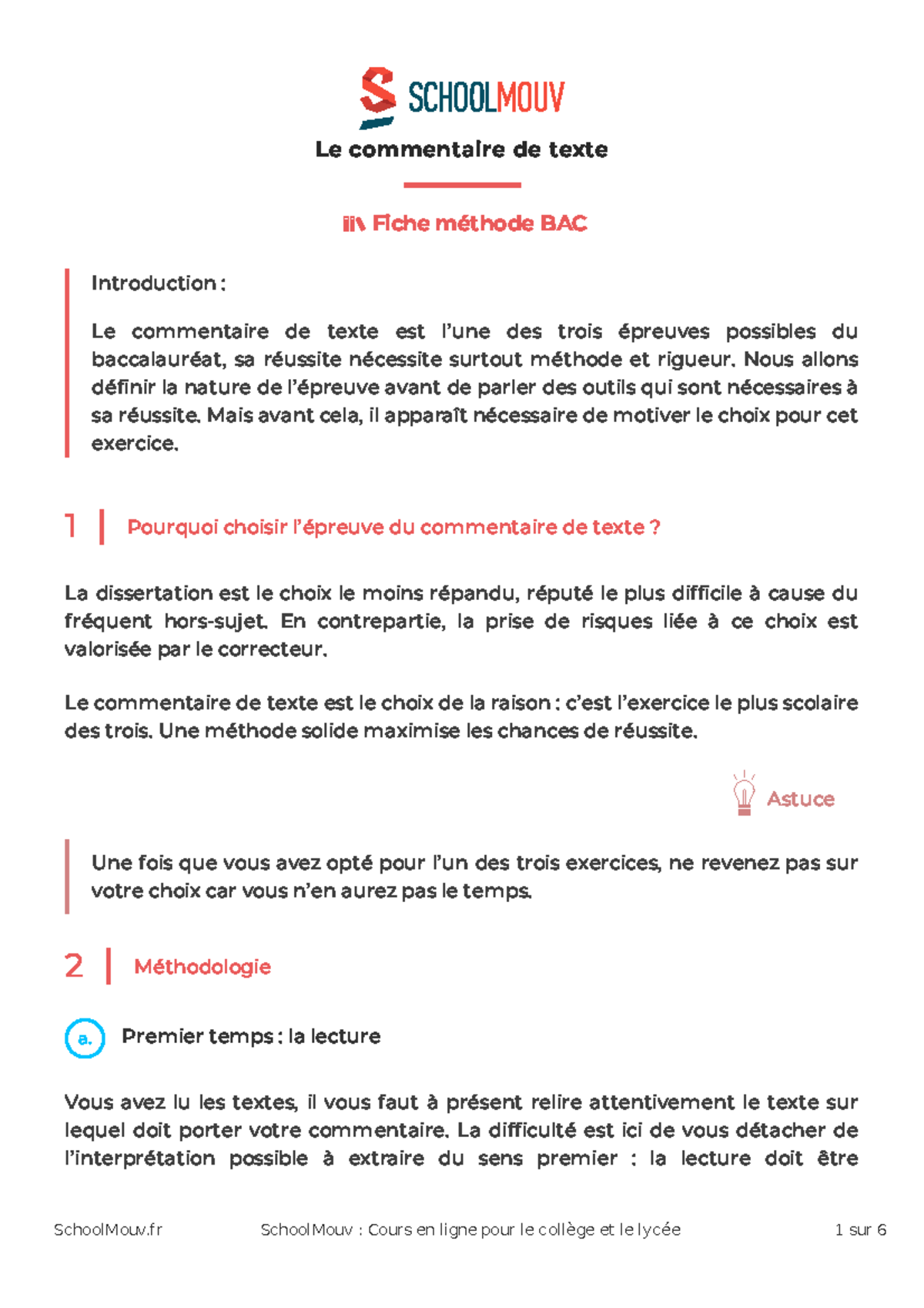 Le-commentaire-de-texte fiche-methode-bac - Le commentaire de texte Fiche méthode BAC ...