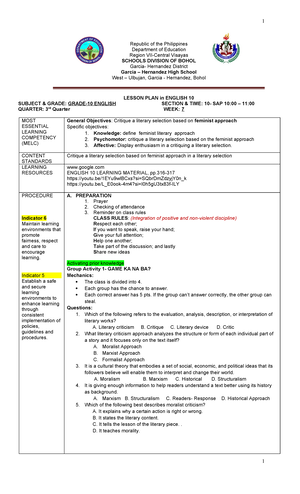 English 10 Quarter 3 Module 4 - English Quarter 3 – Module 4 : Critique ...