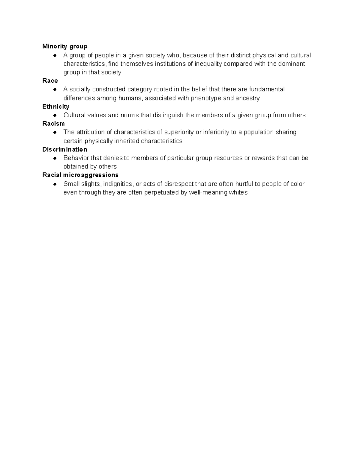 Sociology 101 chapter 11 race, ethnicity, and racism - Minority group A ...