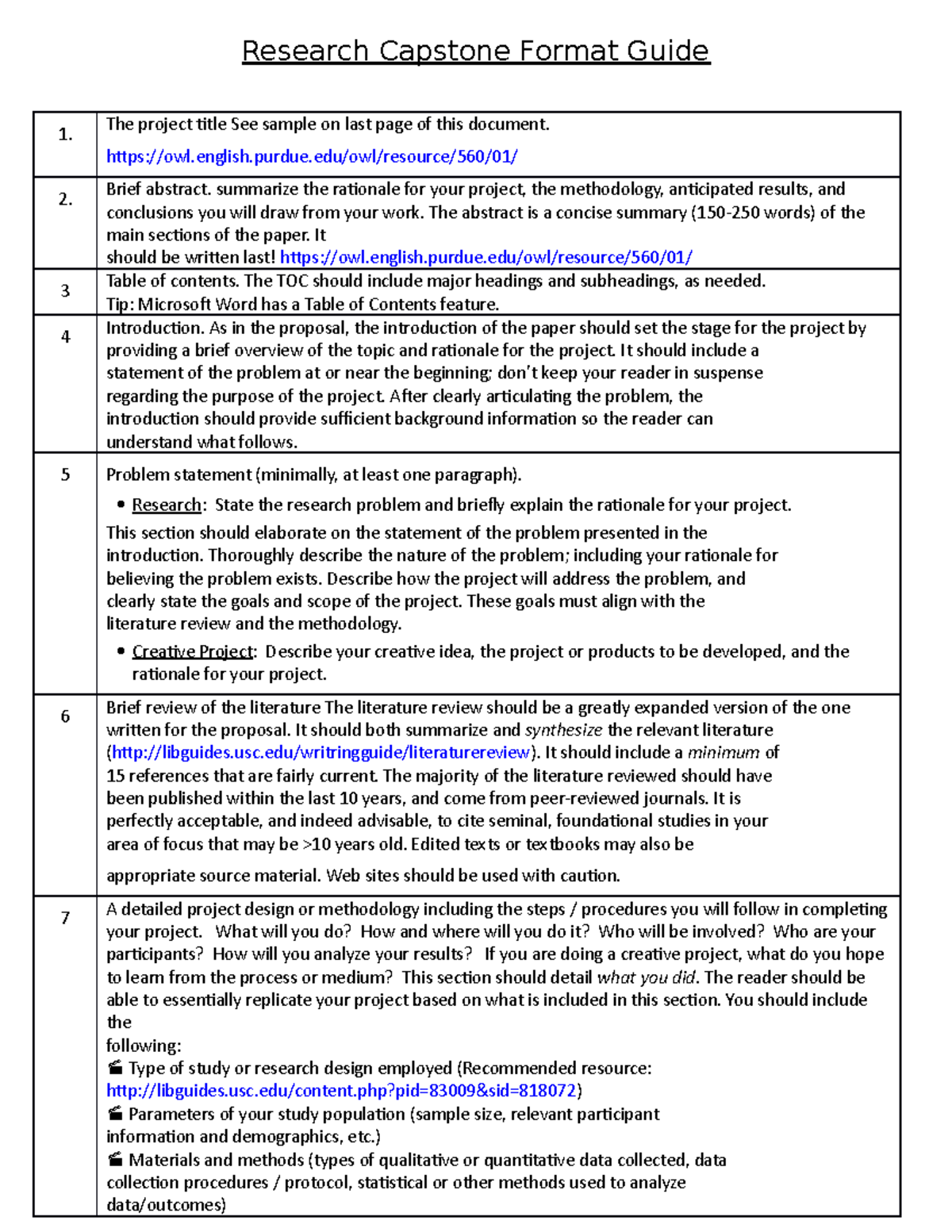 Guide format for reseach captopnne - Research Capstone Format Guide The ...