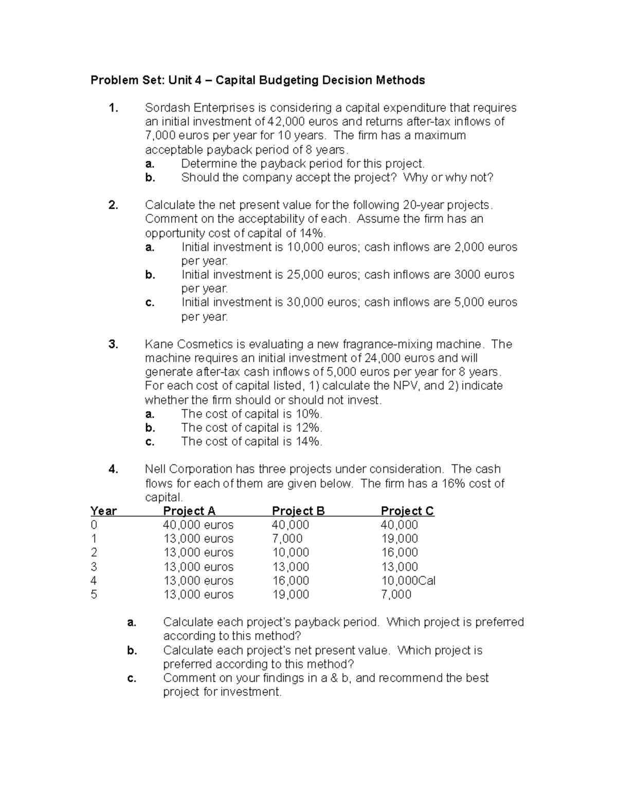 Problem Set Unit 4 of Exam Paper Mechanical - Problem Set: Unit 4 ...