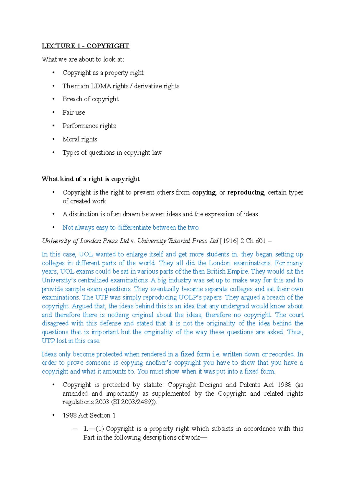 Copyright: Property Right LDMA Rights Breach Fair Use Performance ...