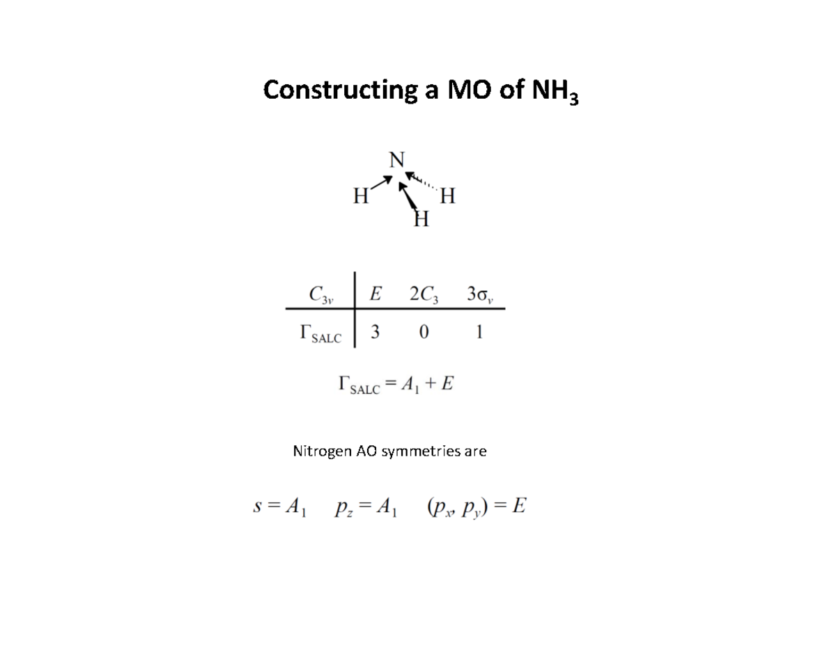 Httpalpha.chem.umb - Constructing a MO of NH 3 Nitrogen AO symmetries ...