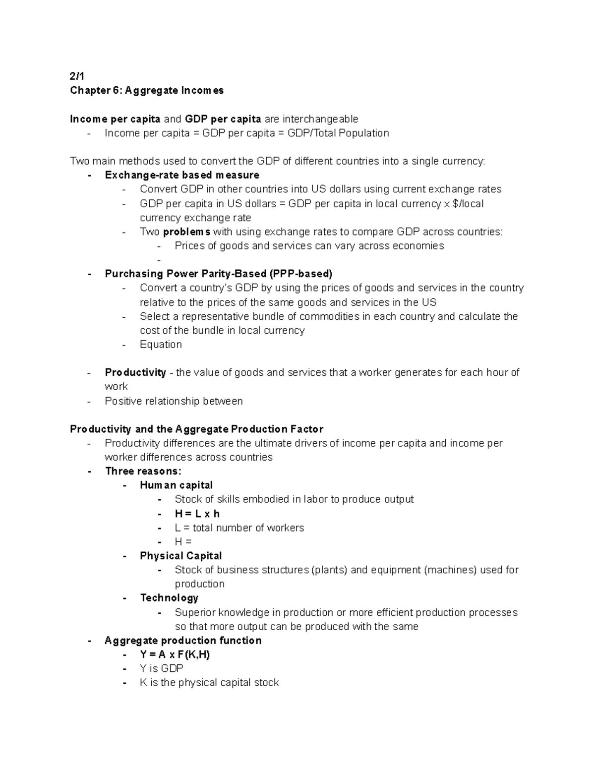 Chapter 6 Aggregate Incomes - 2/ Chapter 6: Aggregate Incomes Income ...