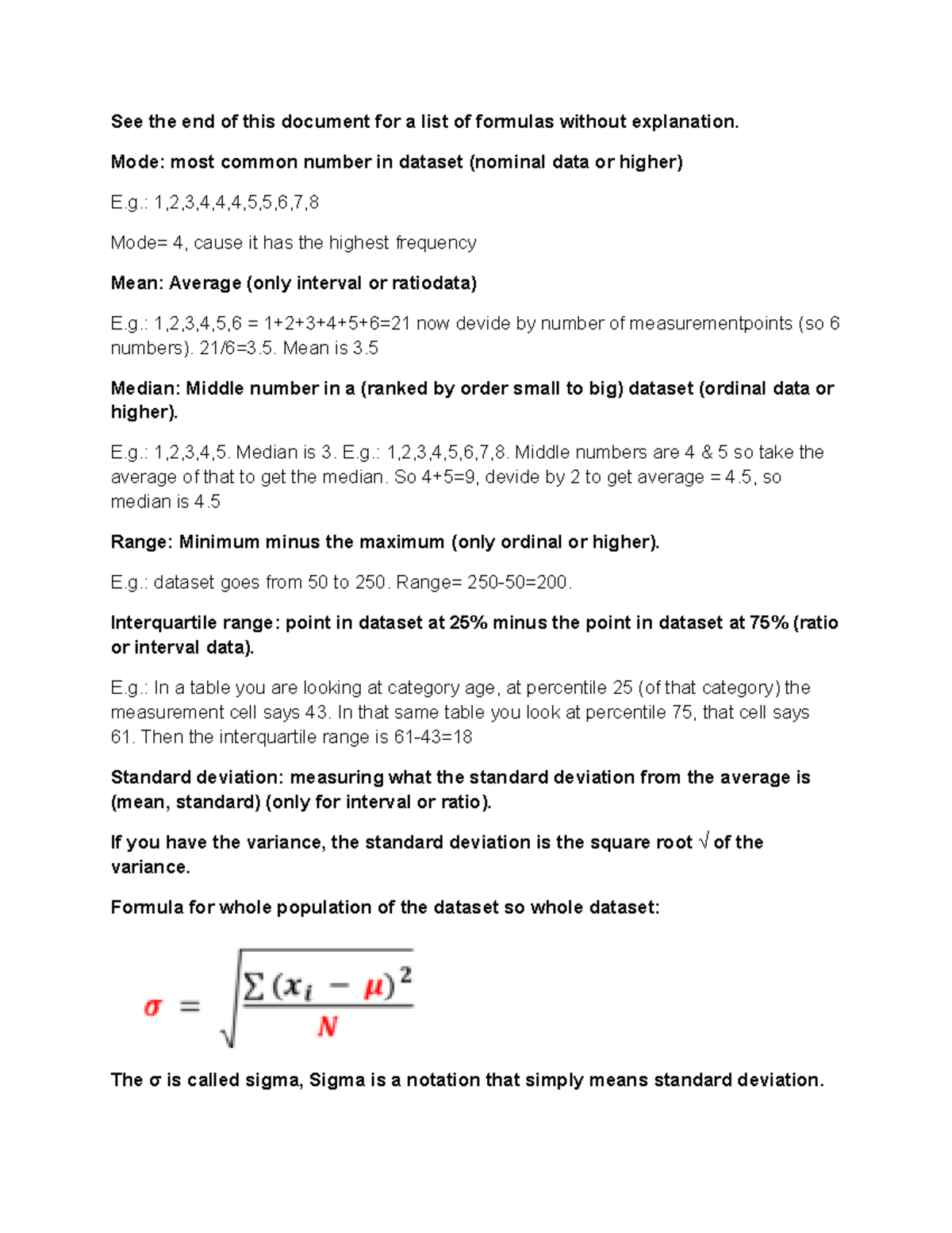 FormulAs (equations) statistics exam - See the end of this document for ...