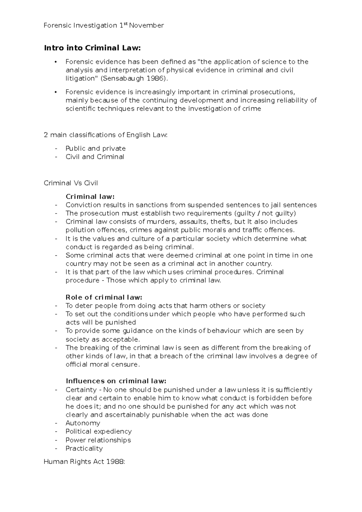 01.11.2019 Intro into Criminal Law 1 - Intro into Criminal Law ...