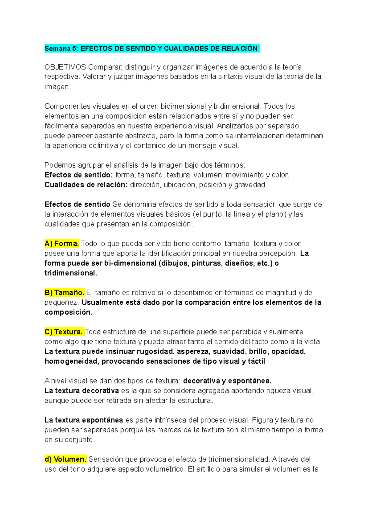 Resumen grafico segundo examen - Semana 5: EFECTOS DE SENTIDO Y ...