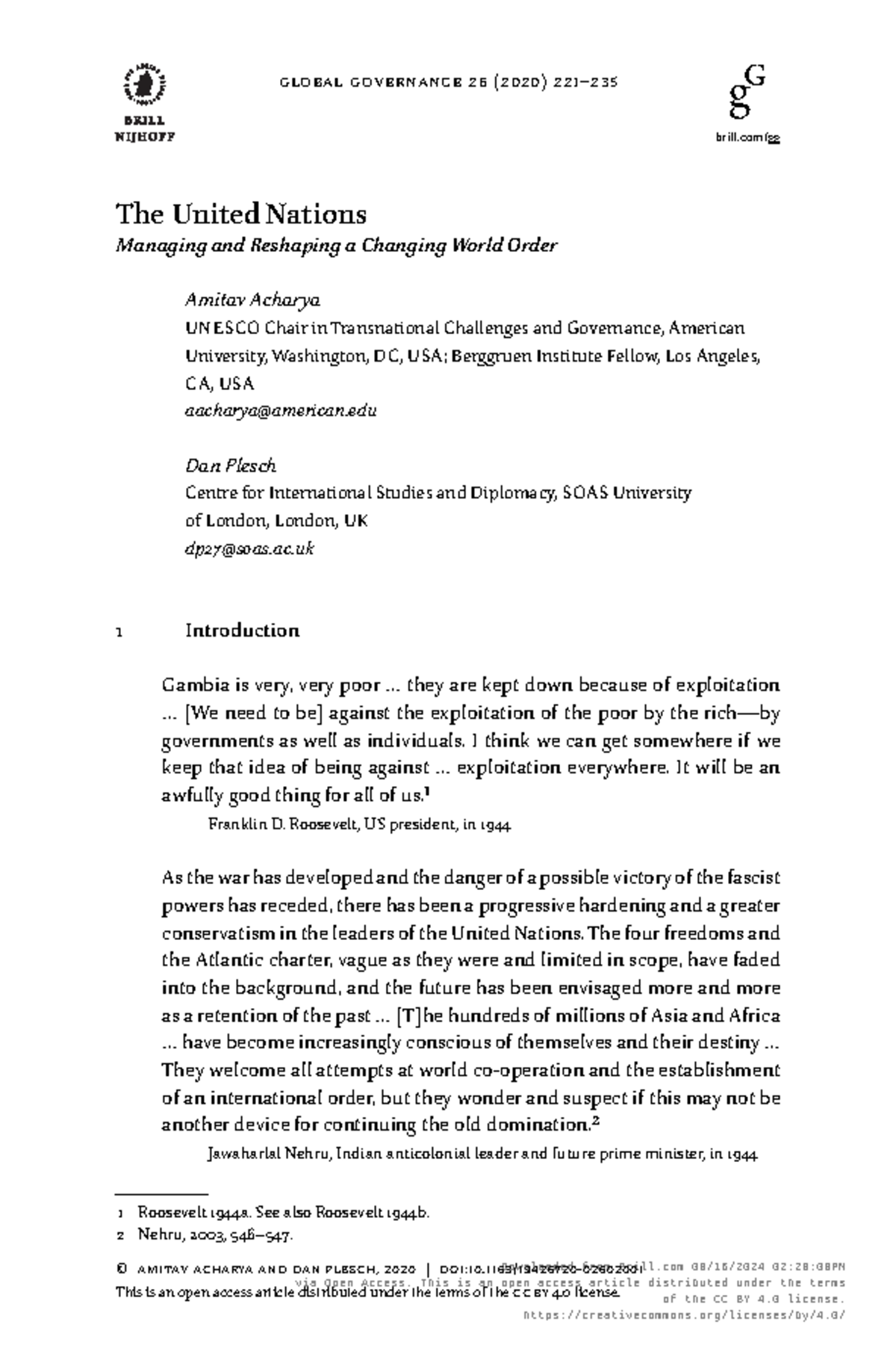 Week1 GED105 Asynch Reading Article - © amitav acharya and dan plesch ...