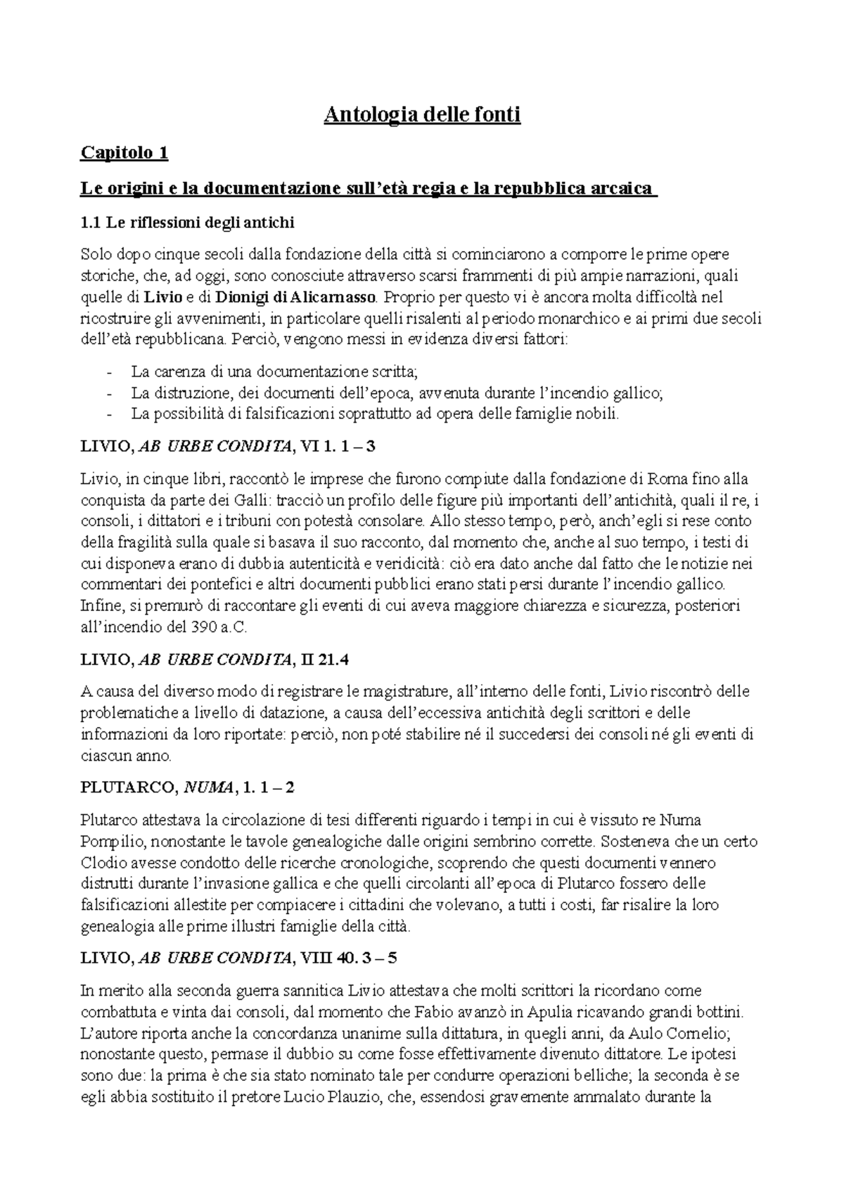Antologia delle fonti: capitolo 1 - Antologia delle fonti Capitolo 1 Le ...
