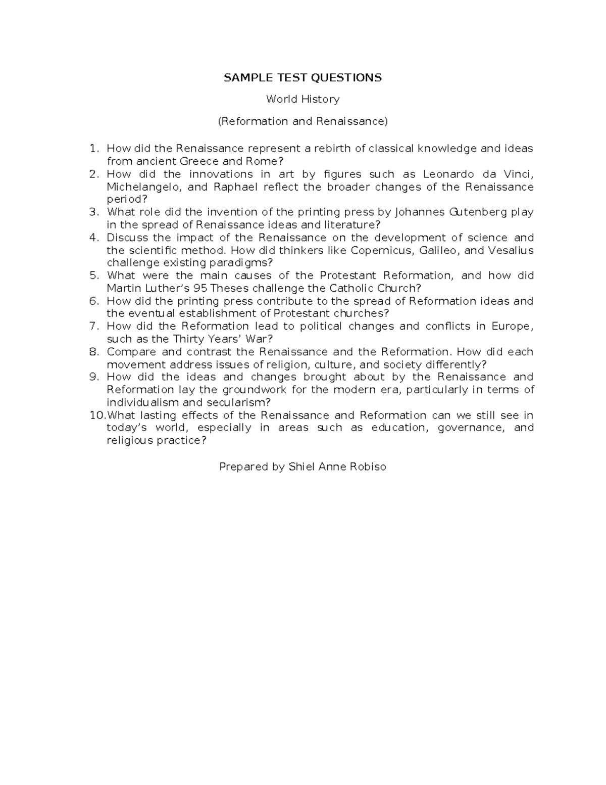 Sample TEST Questions - Assessment in Learning 2 - SAMPLE TEST ...