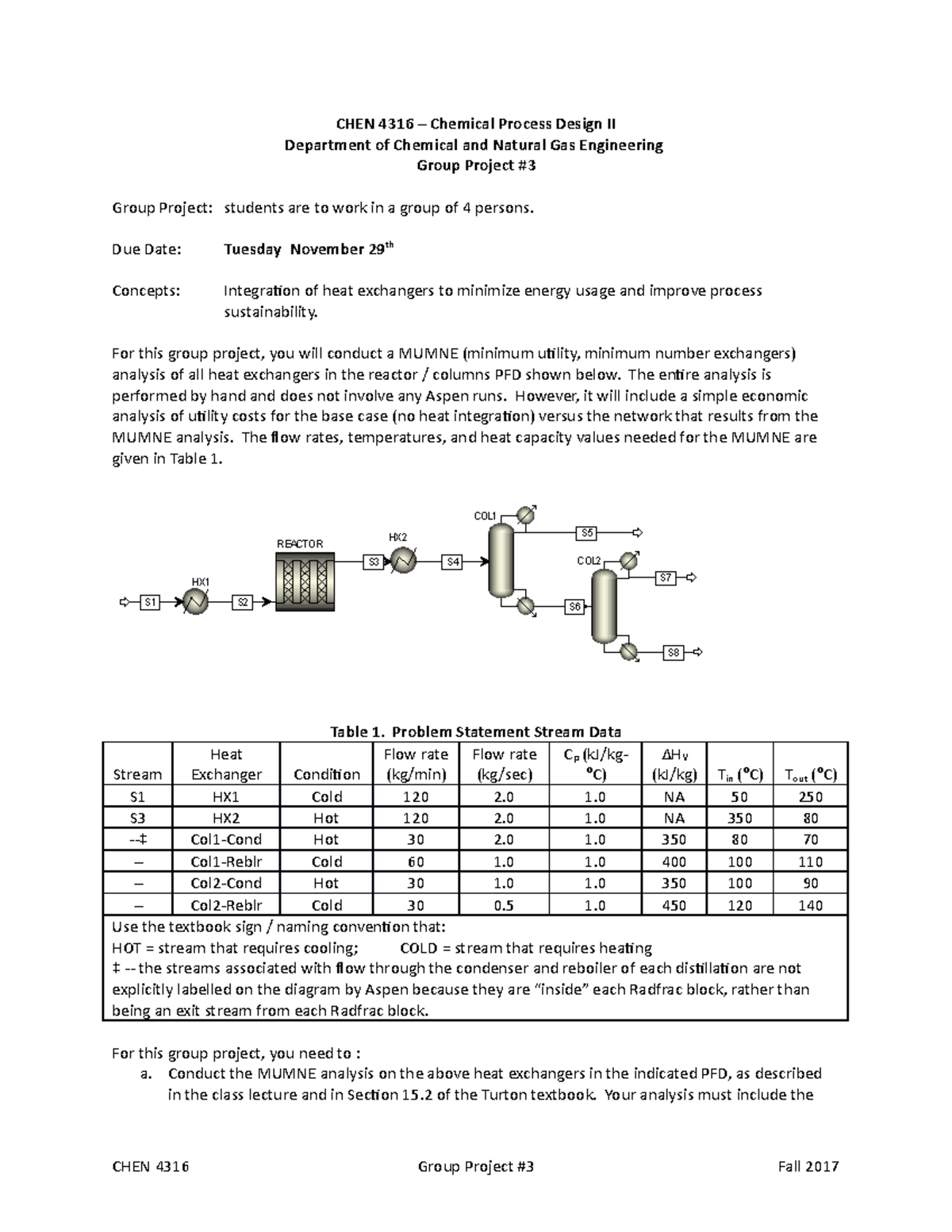 Group Proj #3 2017 - Dr. Alexander's class - CHEN 4316 – Chemical ...