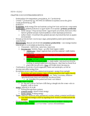 Ecology EXAM 3 Lecture notes - ECOLOGY EXAM 3 Highlighted – We Know ...