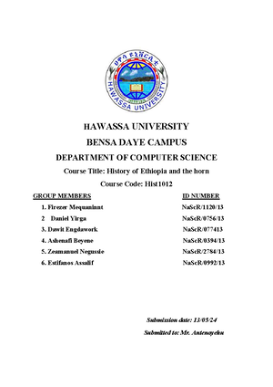 History Module (Revised)-1 - MODULE HISTORY OF ETHIOPIA AND THE HORN ...