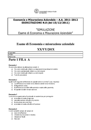 Schema SP - Stato Patrimoniale - Economia e misurazione aziendale - Studocu