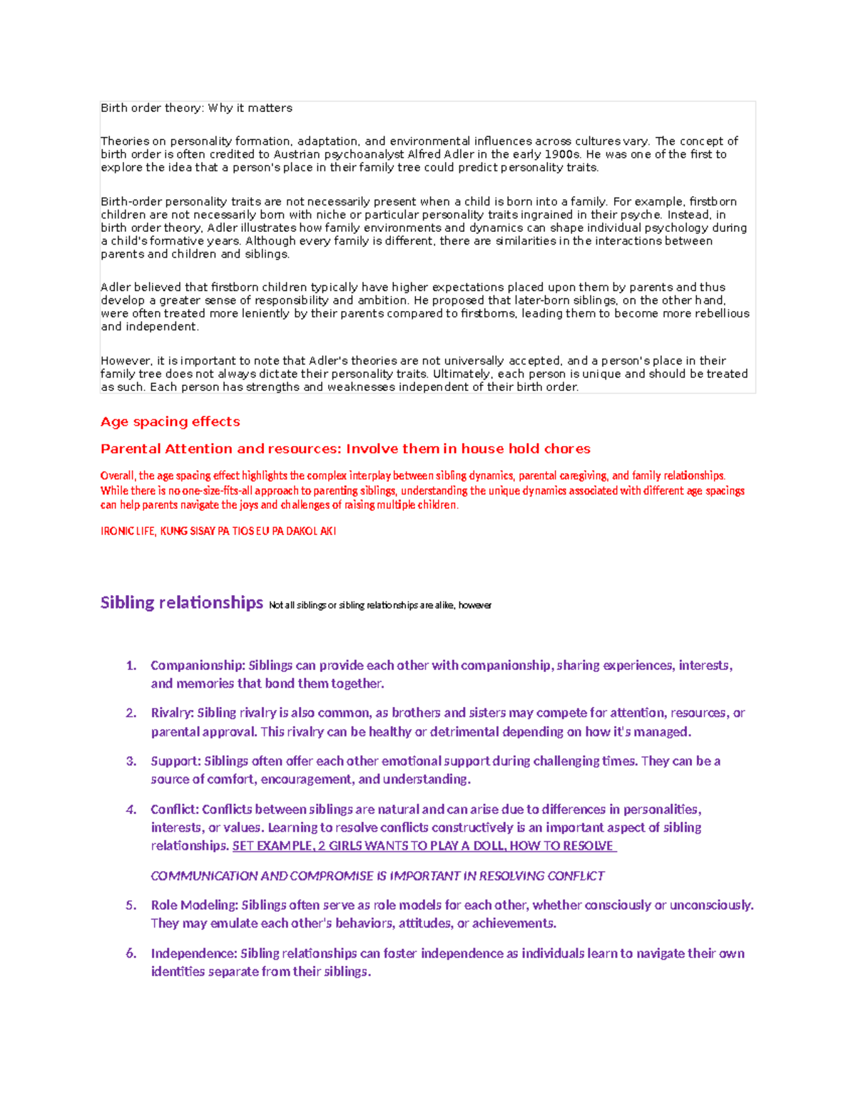 Parenting Sibling - Birth order theory: Why it matters Theories on ...