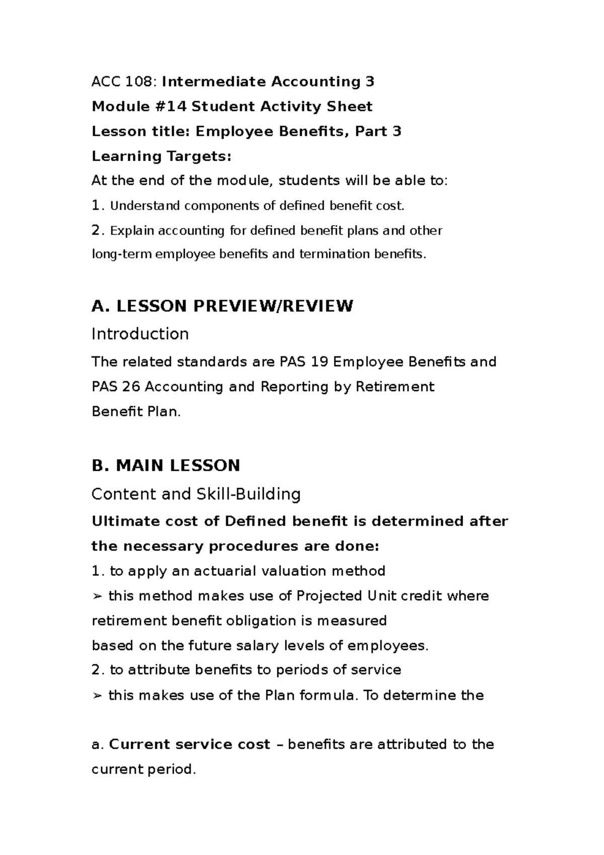 ACC 108-Intermediate Accounting 3 M14 - ACC 108: Intermediate ...